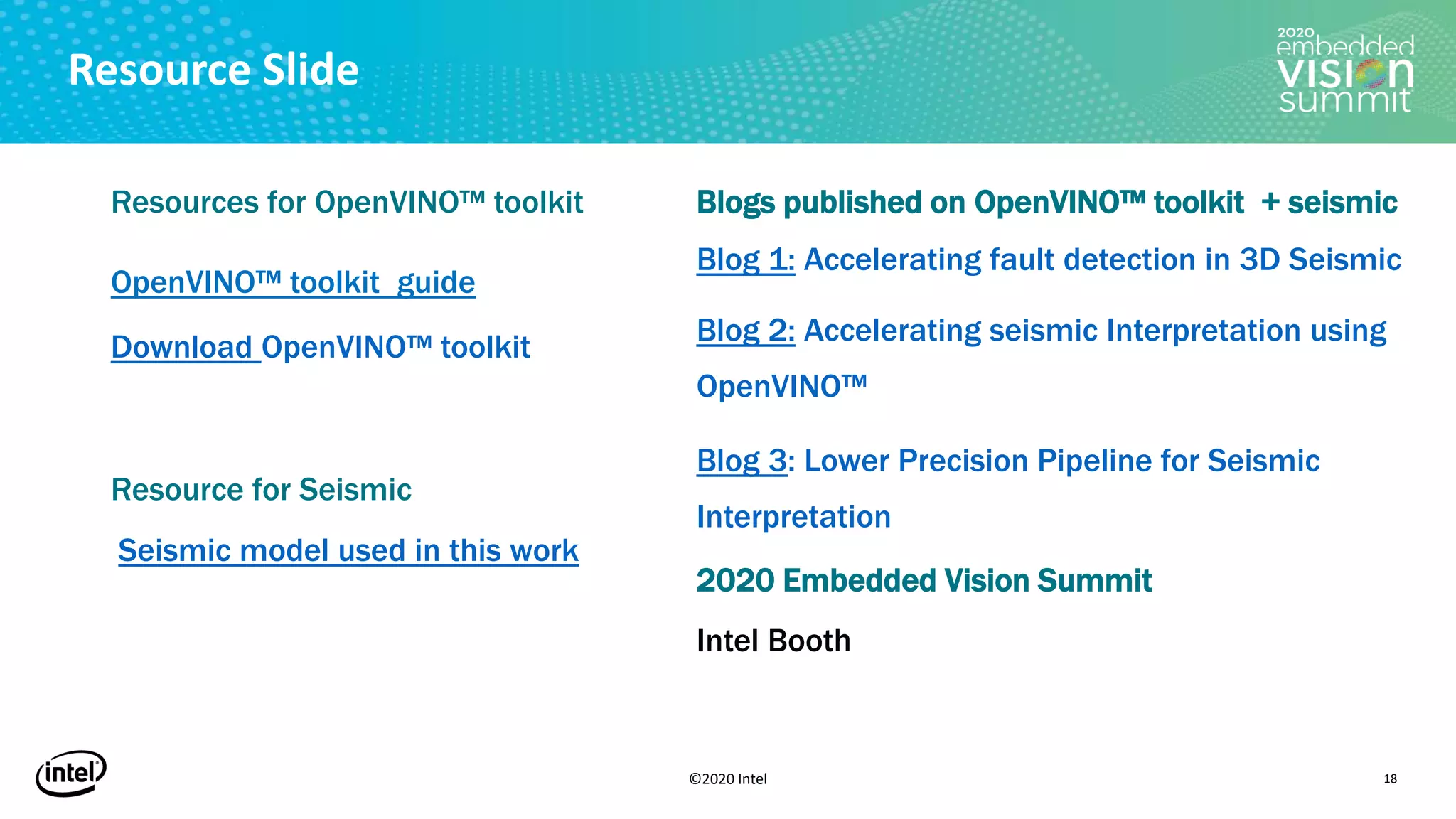 “Acceleration of Deep Learning Using OpenVINO: 3D Seismic Case Study,” a Presentation from Intel ...
