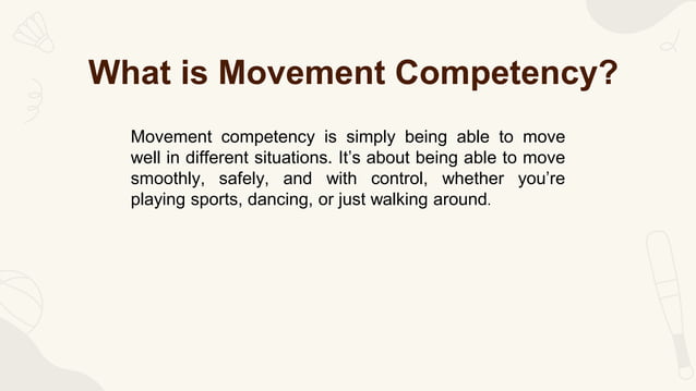 Movement competency, physical activities | PPTX