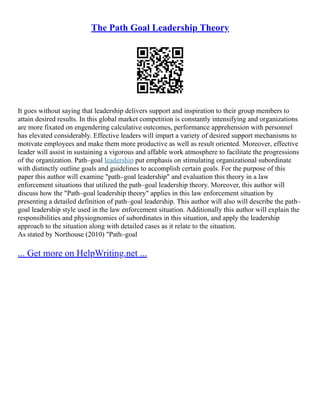 Path Goal Theory Of Leadership | PDF