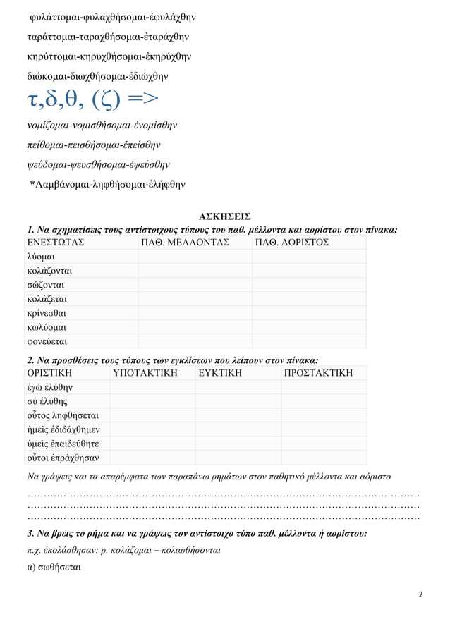 Παθητικος μελλοντας και αοριστος Α And Β Pdf