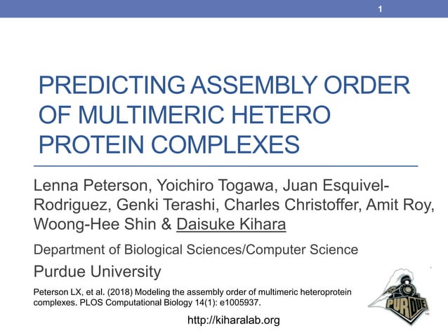 Predicting Assembly Order Of Multimeric Protein Complexes Ppt