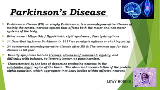 Parkinson's disease pathophysiology - Parkinson's | PPTX