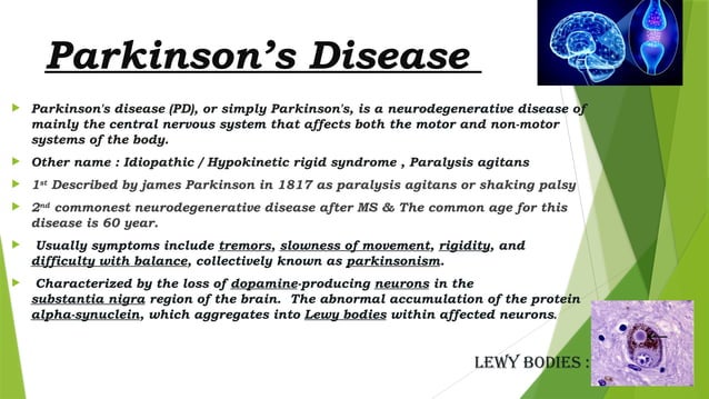Parkinson's disease pathophysiology - Parkinson's | PPTX