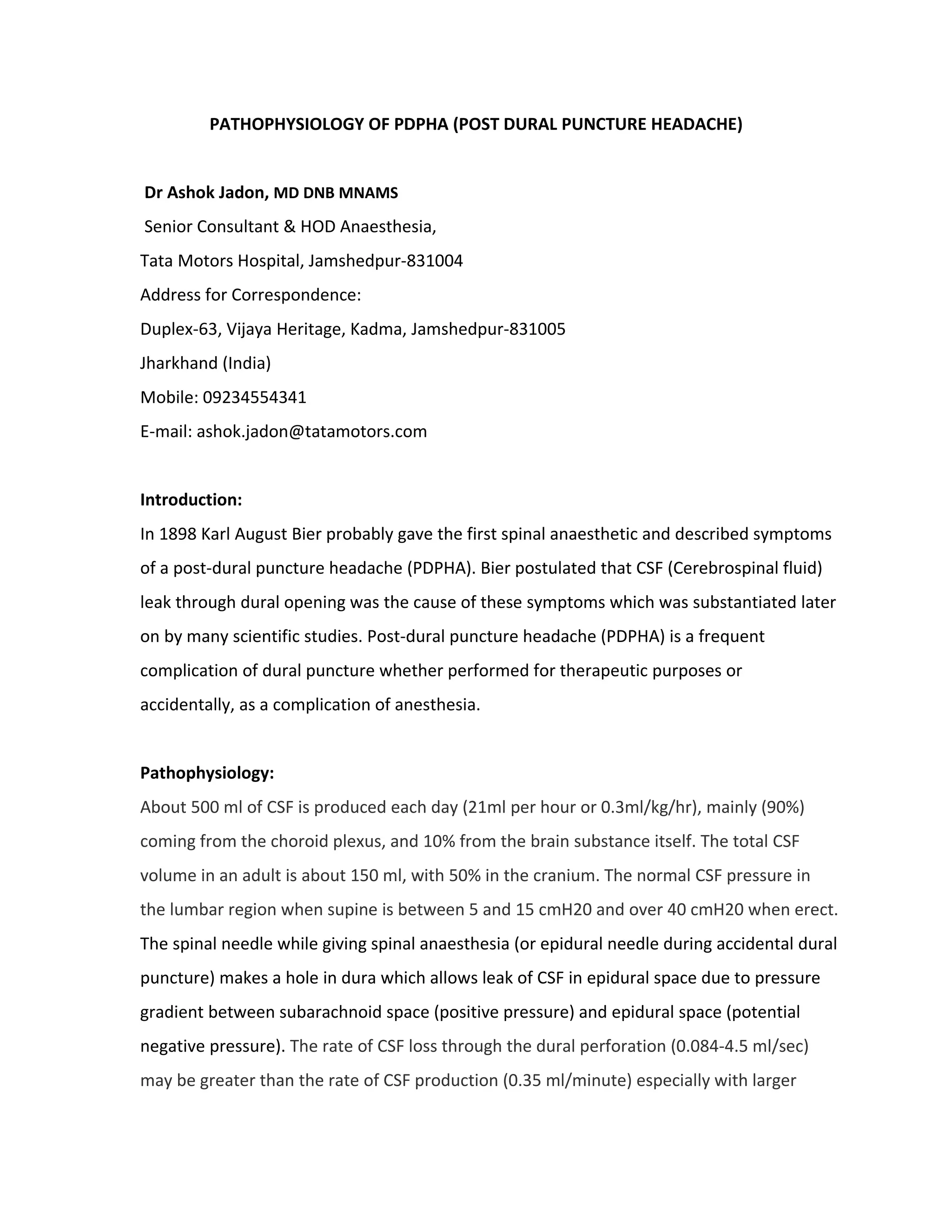 Patho phsiology of pdph | DOC