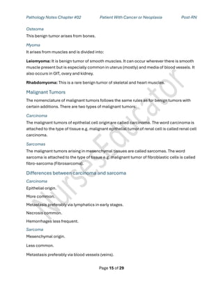 Patho Chapter 2 Pateint With Cancer for Post RN | PDF