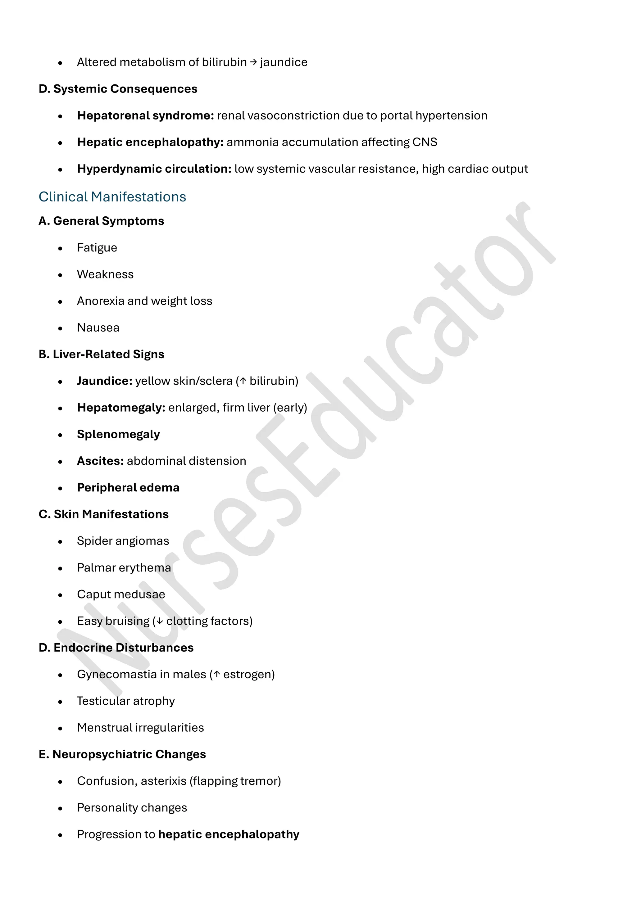 Patient with Cirrhotic Liver – Pathophysiology, Clinical Manifestations ...