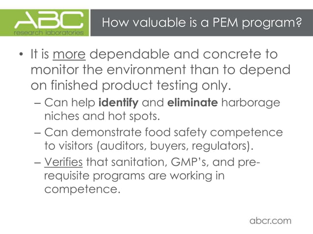 How to establish a pathogen environmental monitoring program | PPTX
