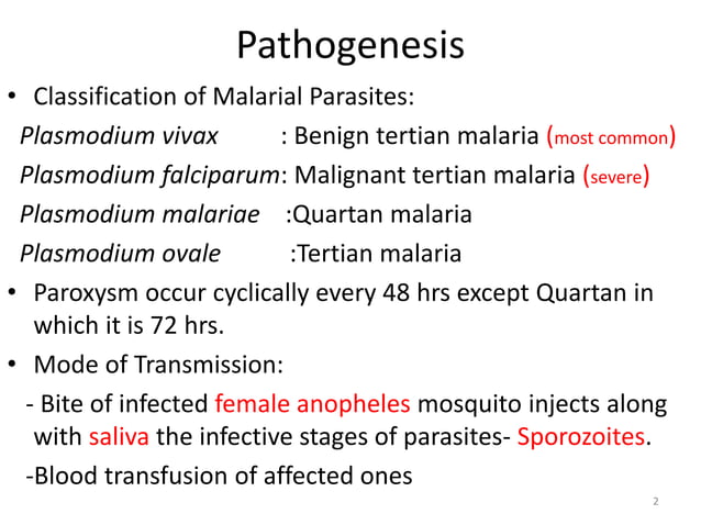 Pathogenesis of Malarial Parasites-Saral | PPTX