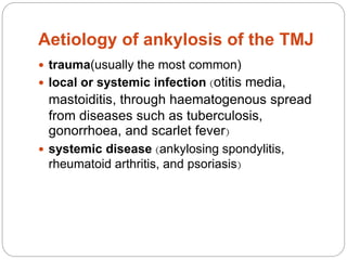 Pathogenesis of post traumatic ankylosis of the temporomandibular joint ...