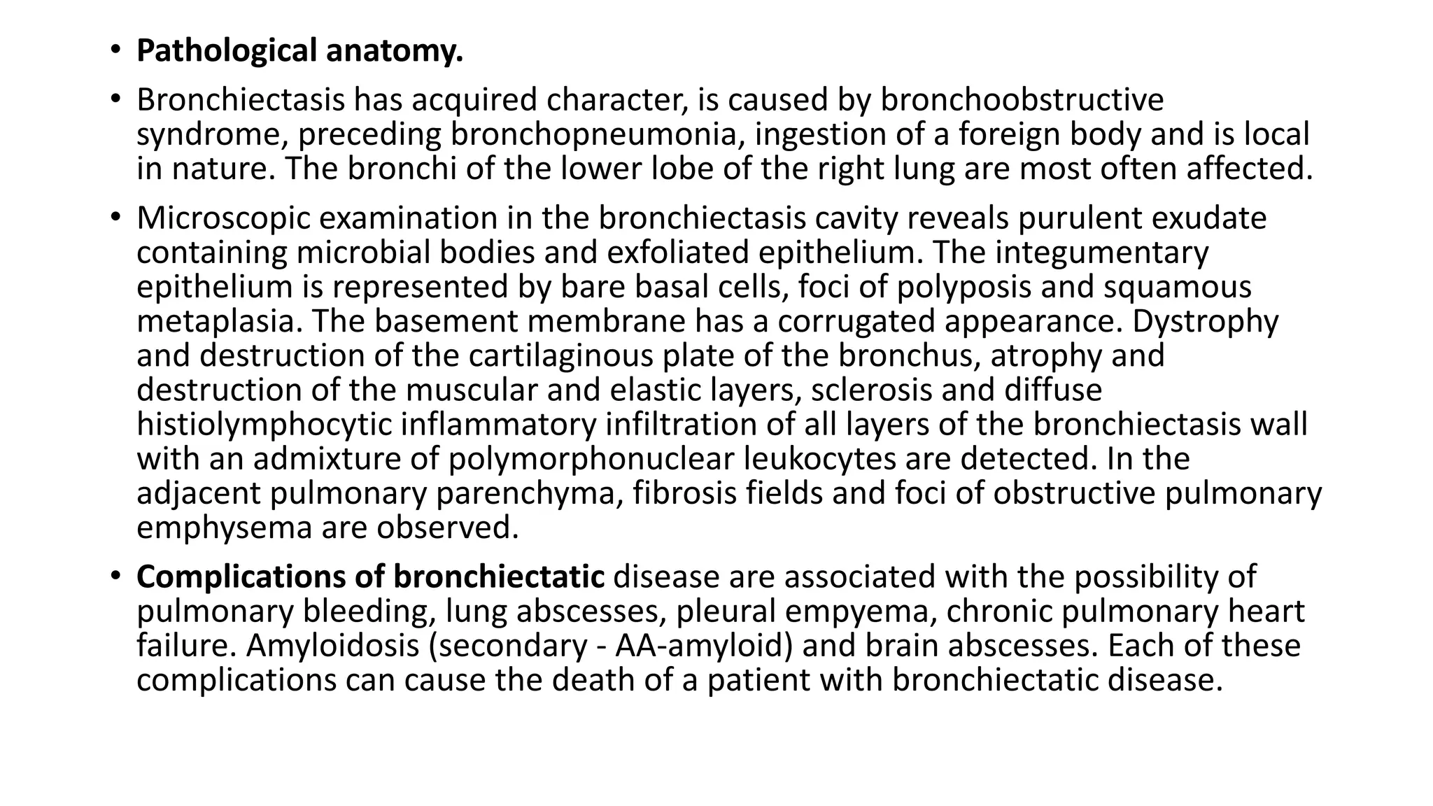 Pathological anatomy of chronic bronchitis, bronchiectasis..pptx