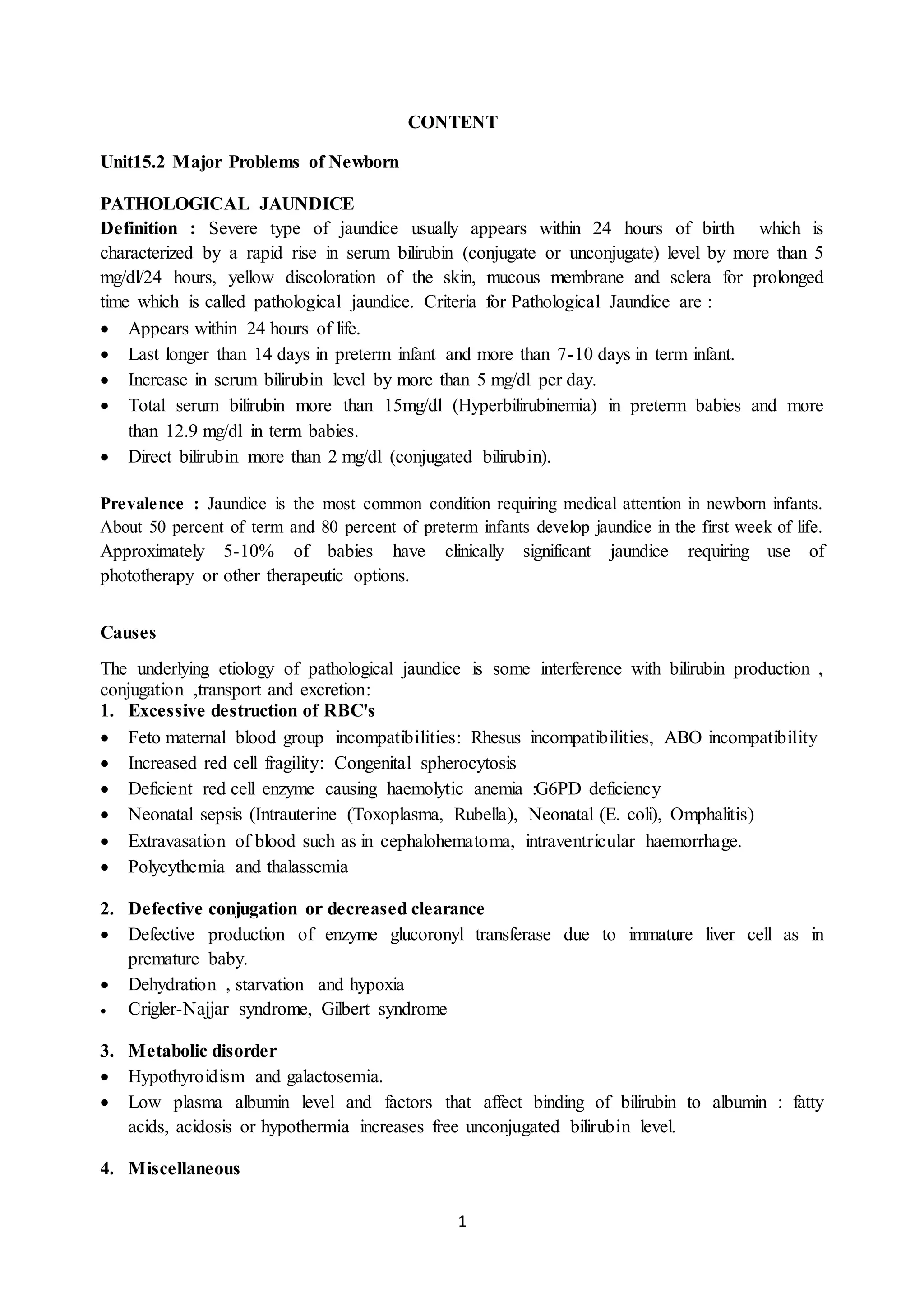 Pathological jaundice | DOCX