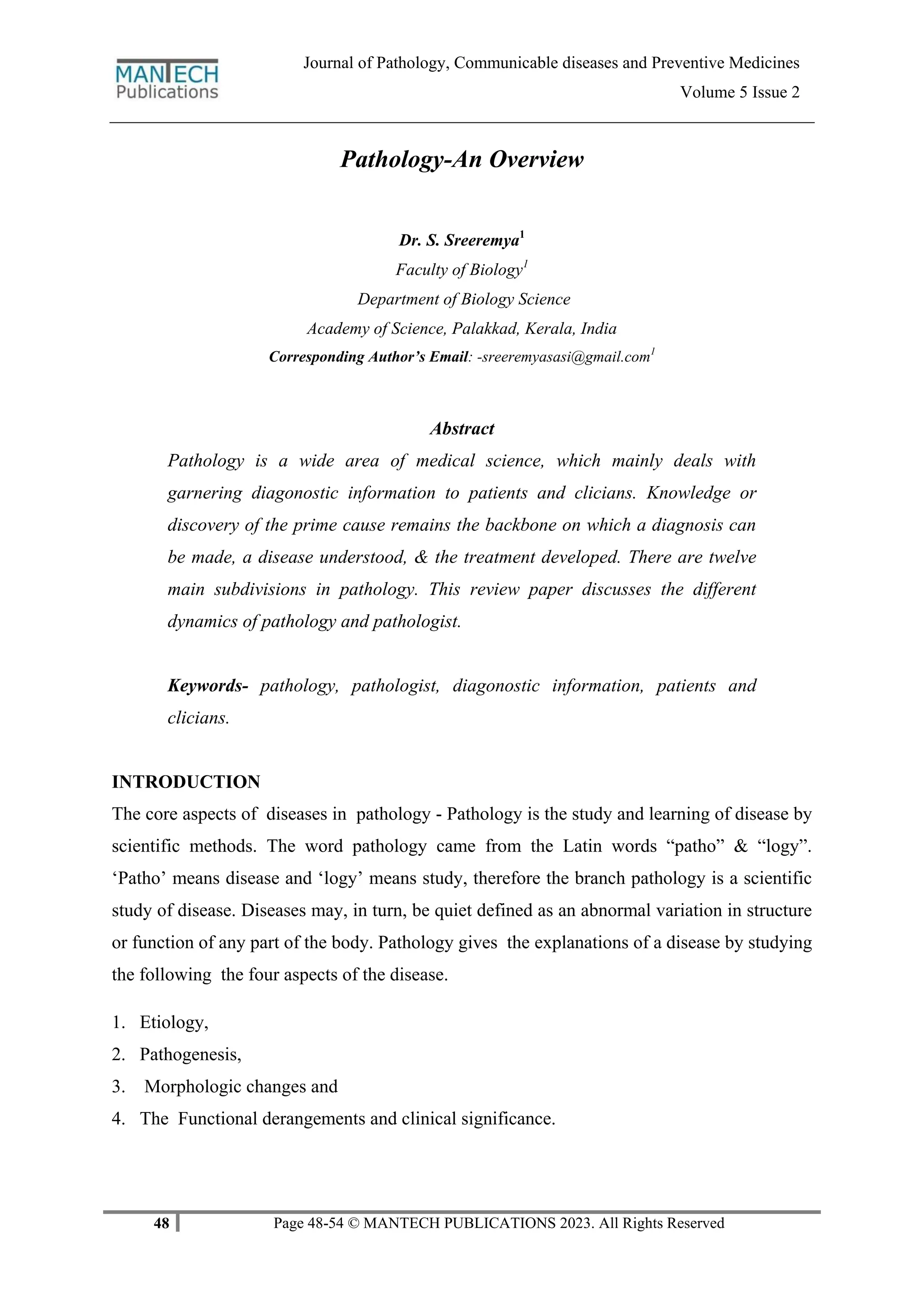 pathology,branches,anatomic, forensic,clinical,pathogenesis | PDF