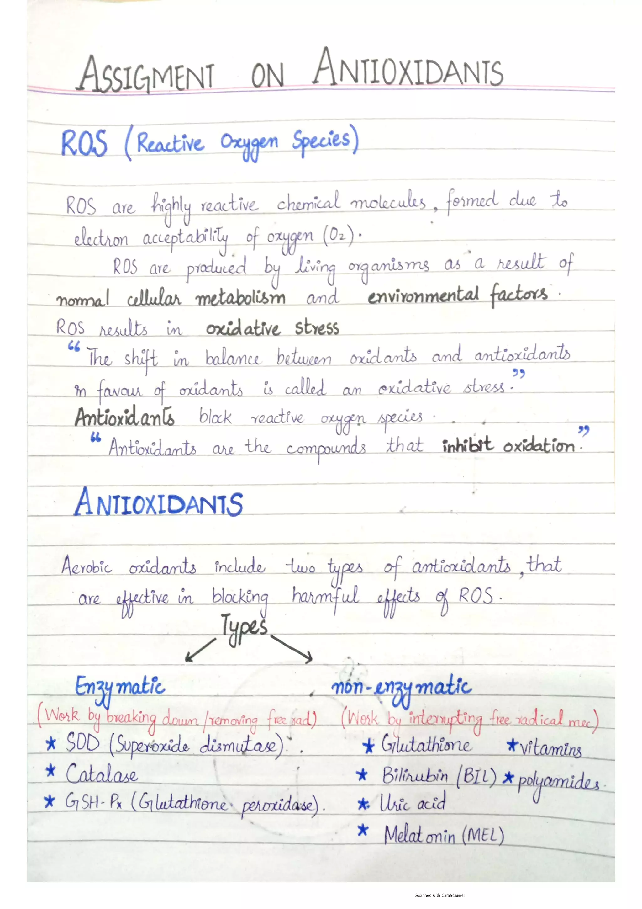 Pathology antioxidants handwritten notes by urooj umer | PDF