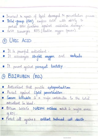 Pathology antioxidants handwritten notes by urooj umer | PDF
