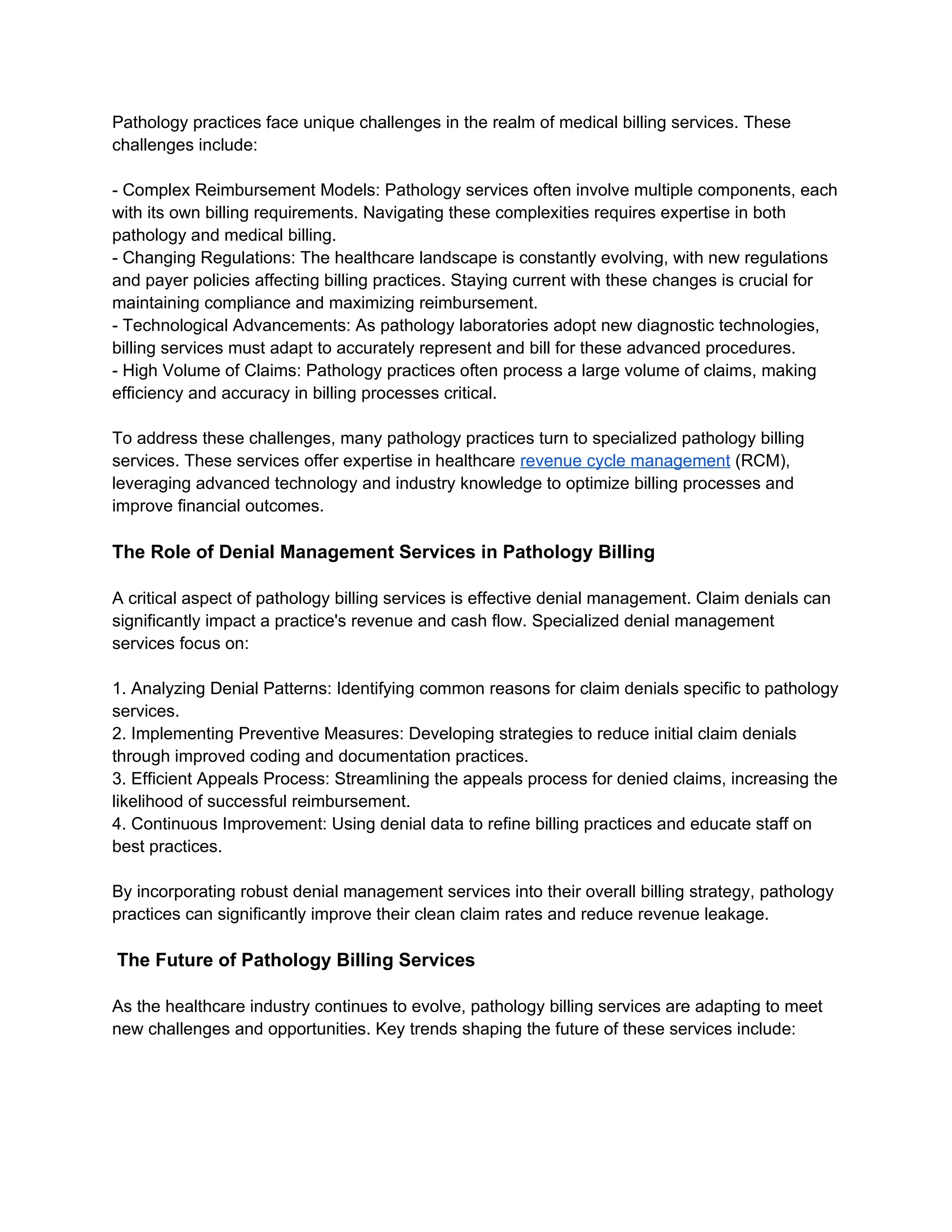 The Critical Role of Pathology Billing Services in Modern Healthcare | PDF