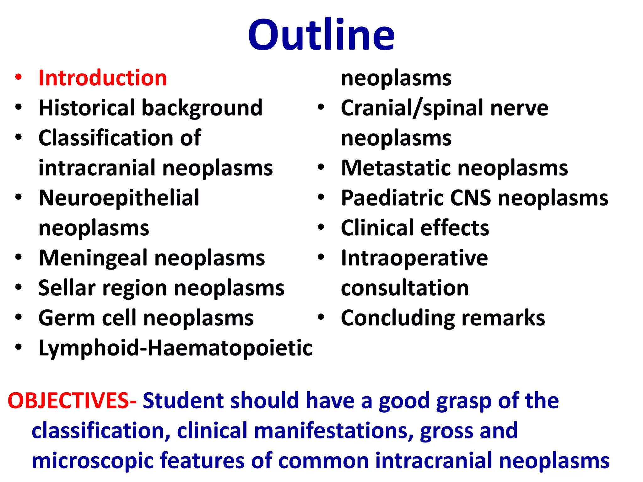 Pathology of intracranial tumors lecture | PDF