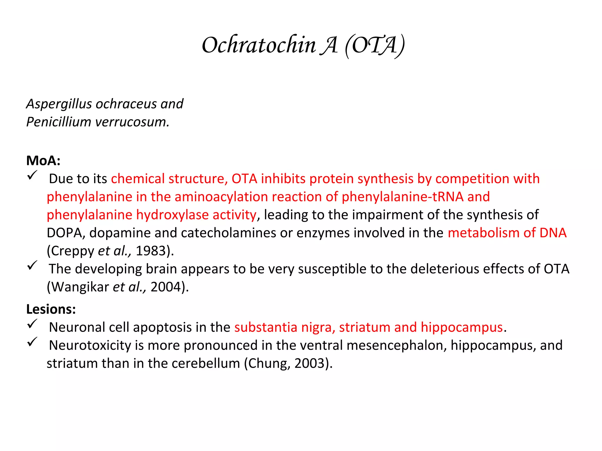 Pathology & pathogenesis of different toxins, poisons other than ...
