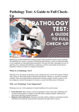 Pathology Test: A Guide to Full Check-Up | PDF | Diseases and ...