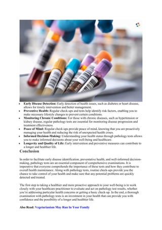 Pathology Test: A Guide to Full Check-Up | PDF | Diseases and ...