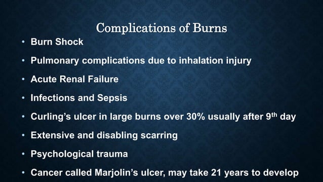 Pathophysiology and complications of burn | PPTX | First Aid | Injuries