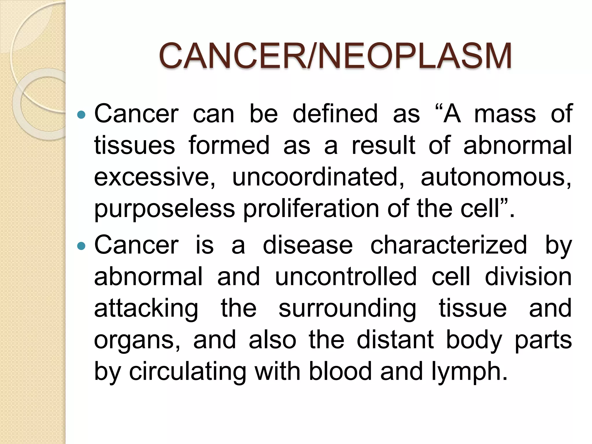 Pathophysiology of cancer | PPTX