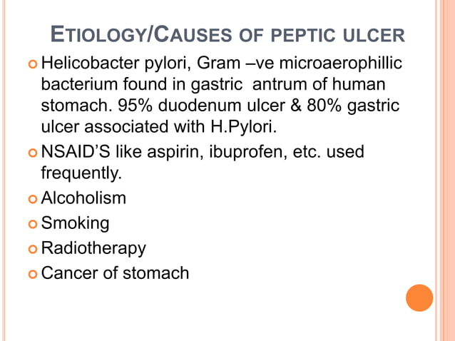 Pathophysiology of peptic ulcer