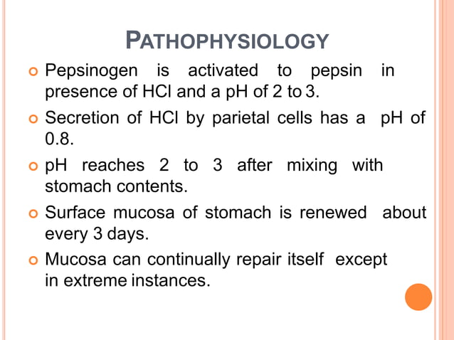 Pathophysiology of peptic ulcer