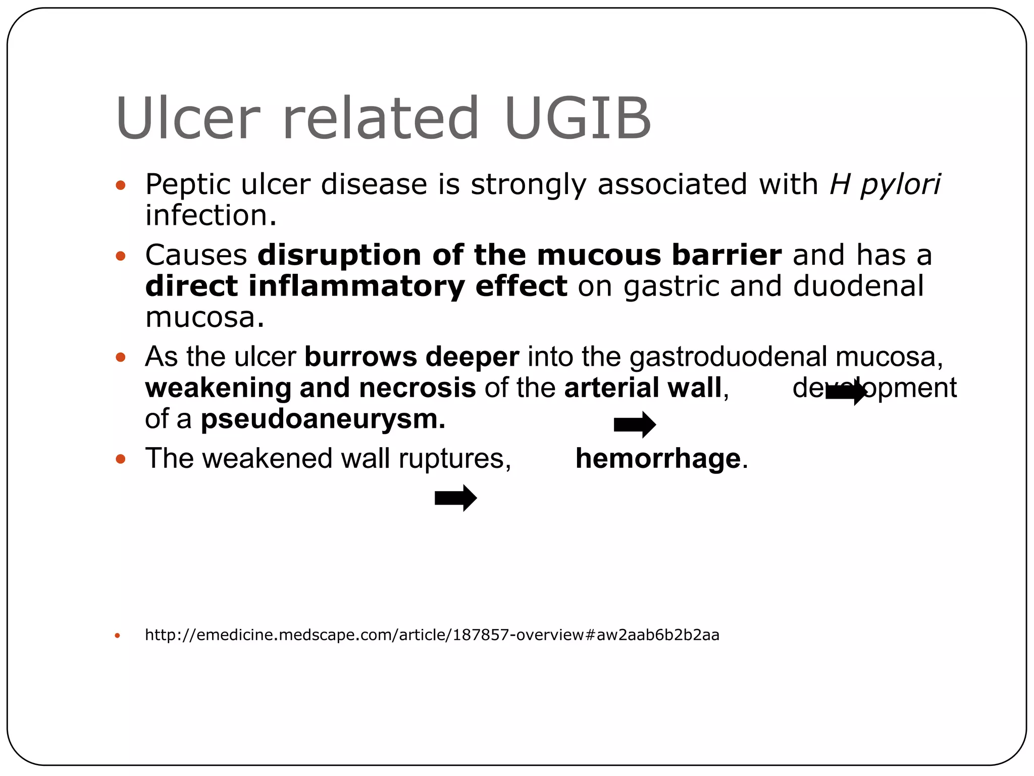 Pathophysiology of Upper GI Bleeding | PPTX