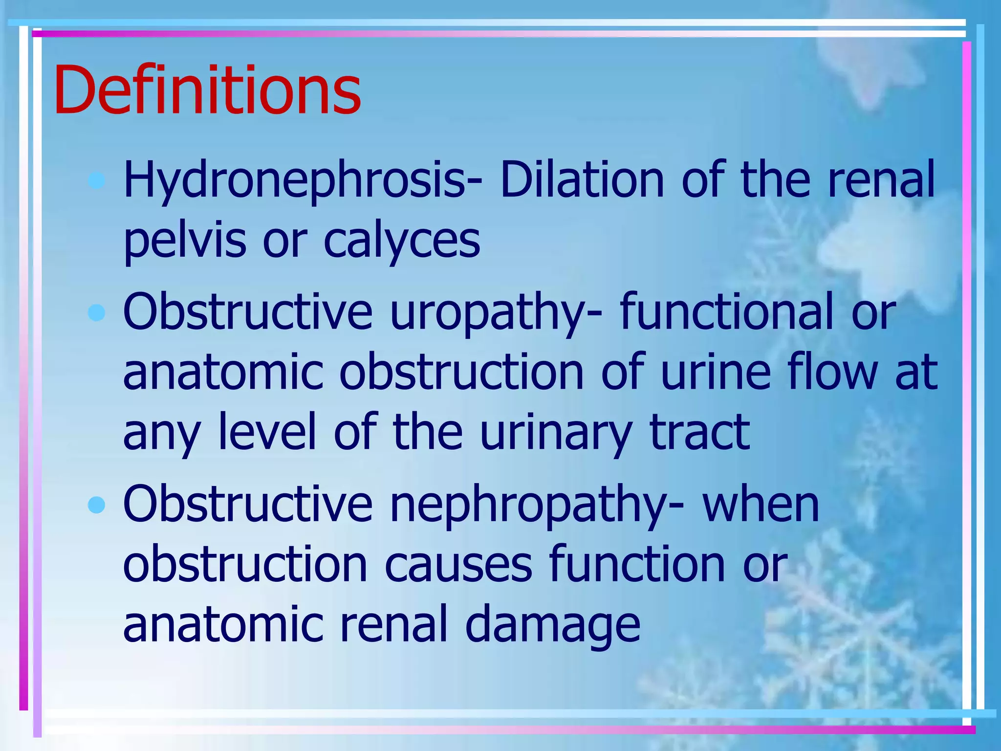 Pathophysioogy of urinary tract obstruction bassem presentation | PPT