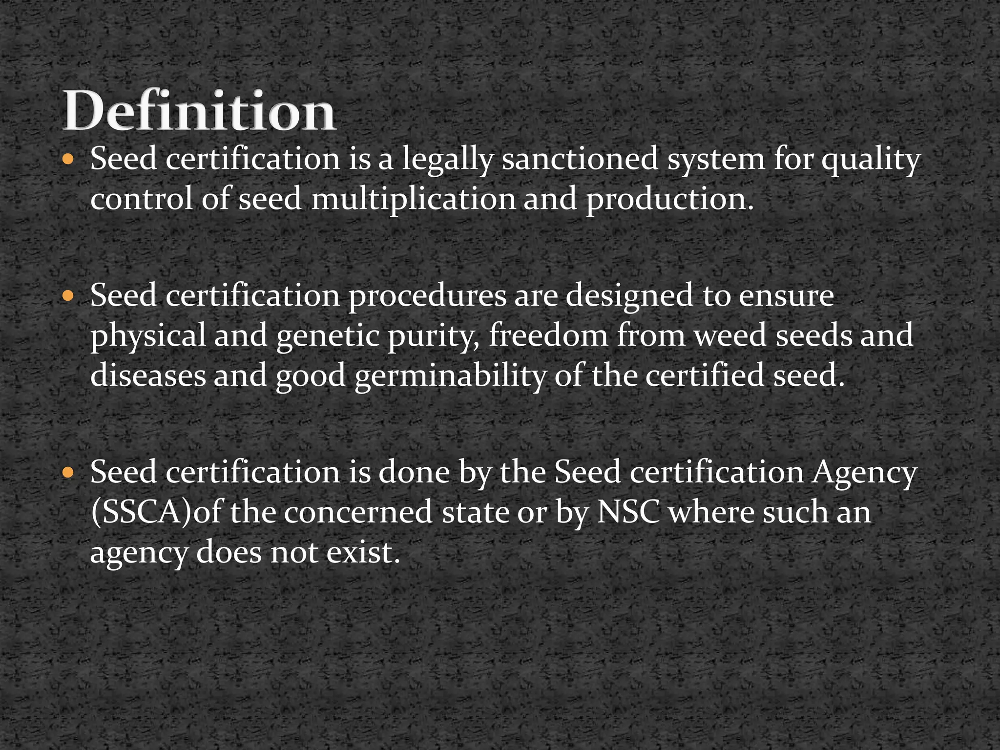 Seed certification and type of losses caused by seed borne diseases in ...