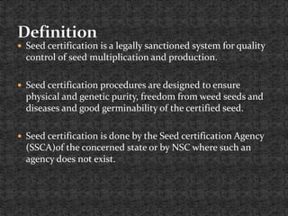 Seed certification and type of losses caused by seed borne diseases in ...