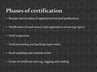 Seed certification and type of losses caused by seed borne diseases in ...