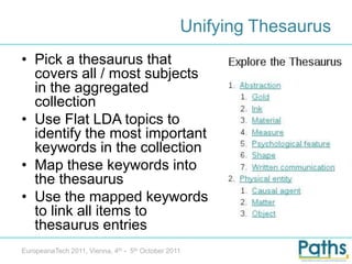 PATHS at EuropeanaTech 2011, Vienna | PPTX