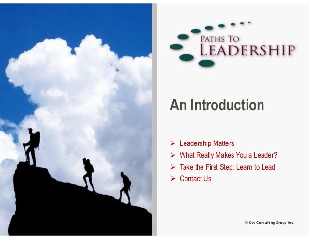 Paths to Leadership Introduction