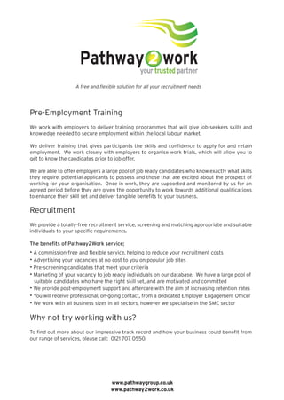 Pathway2work - Work Programme in Birmingham and Walsall | PDF