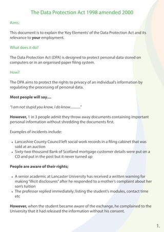 Data Protection Act 1998 (amended 2000) | PDF