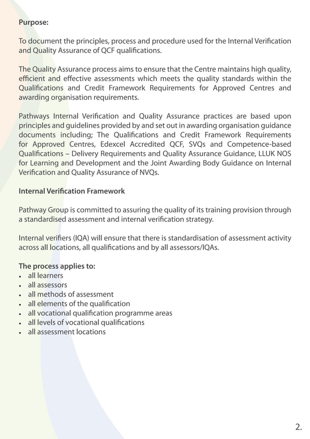 Pathway Group Internal Quality Assurance Strategy | PDF