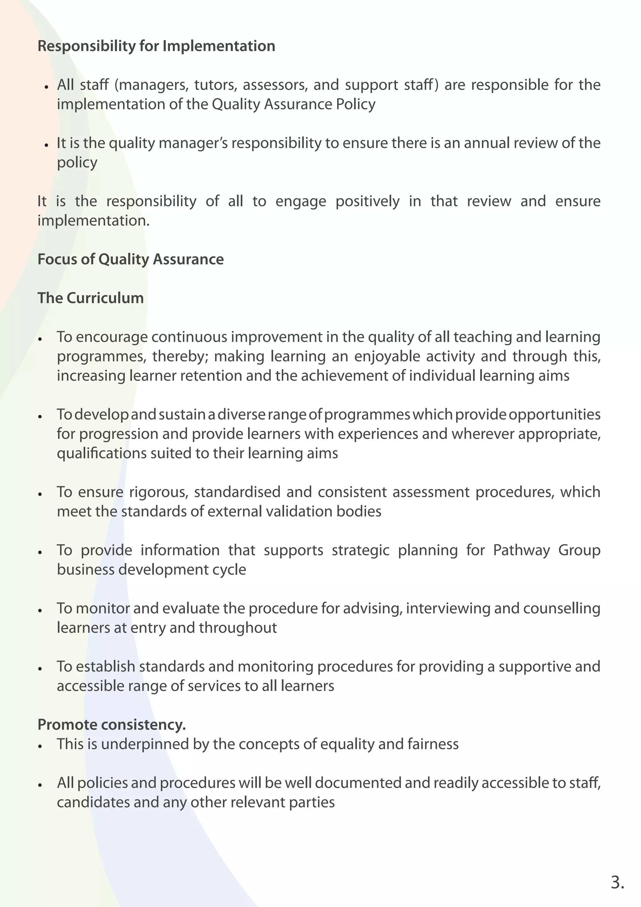 Pathway Group Quality Assurance Policy | PDF | Educational Assessment ...