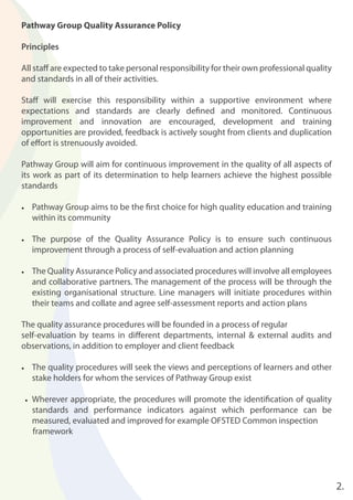 Pathway Group Quality Assurance Policy | PDF | Educational Assessment ...