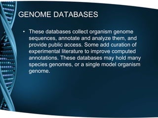 Pathways and genomes databases in bioinformatics | PPTX