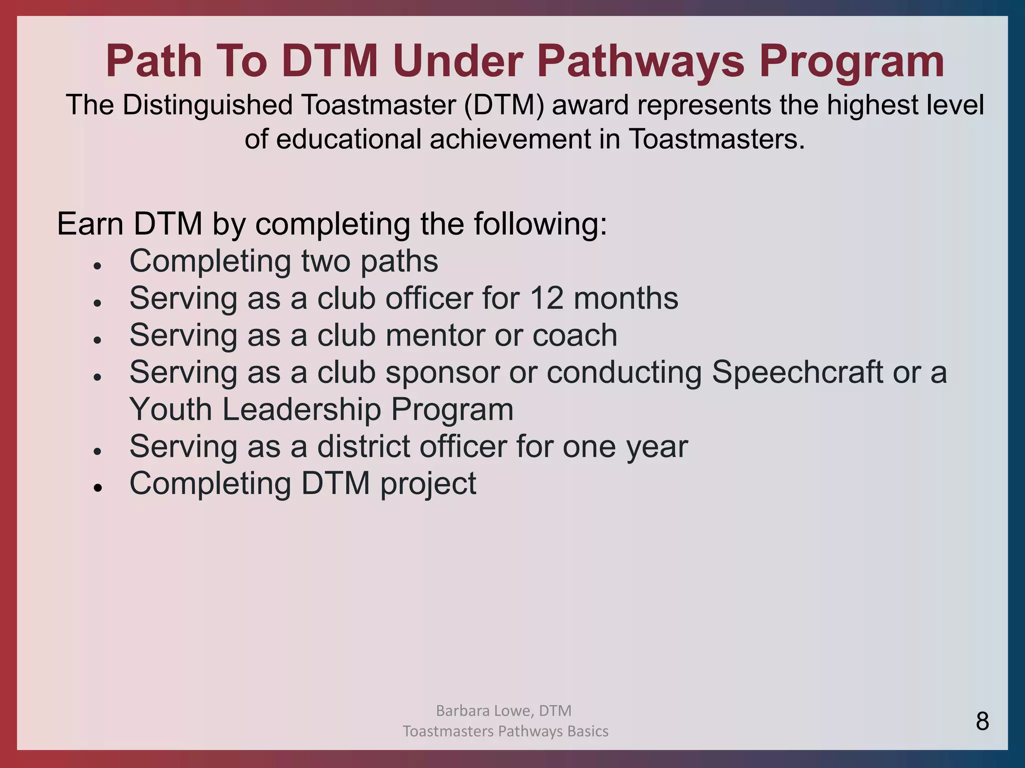 Toastmasters Pathways Basics | PPTX