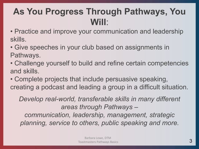Toastmasters Pathways Basics | PPTX