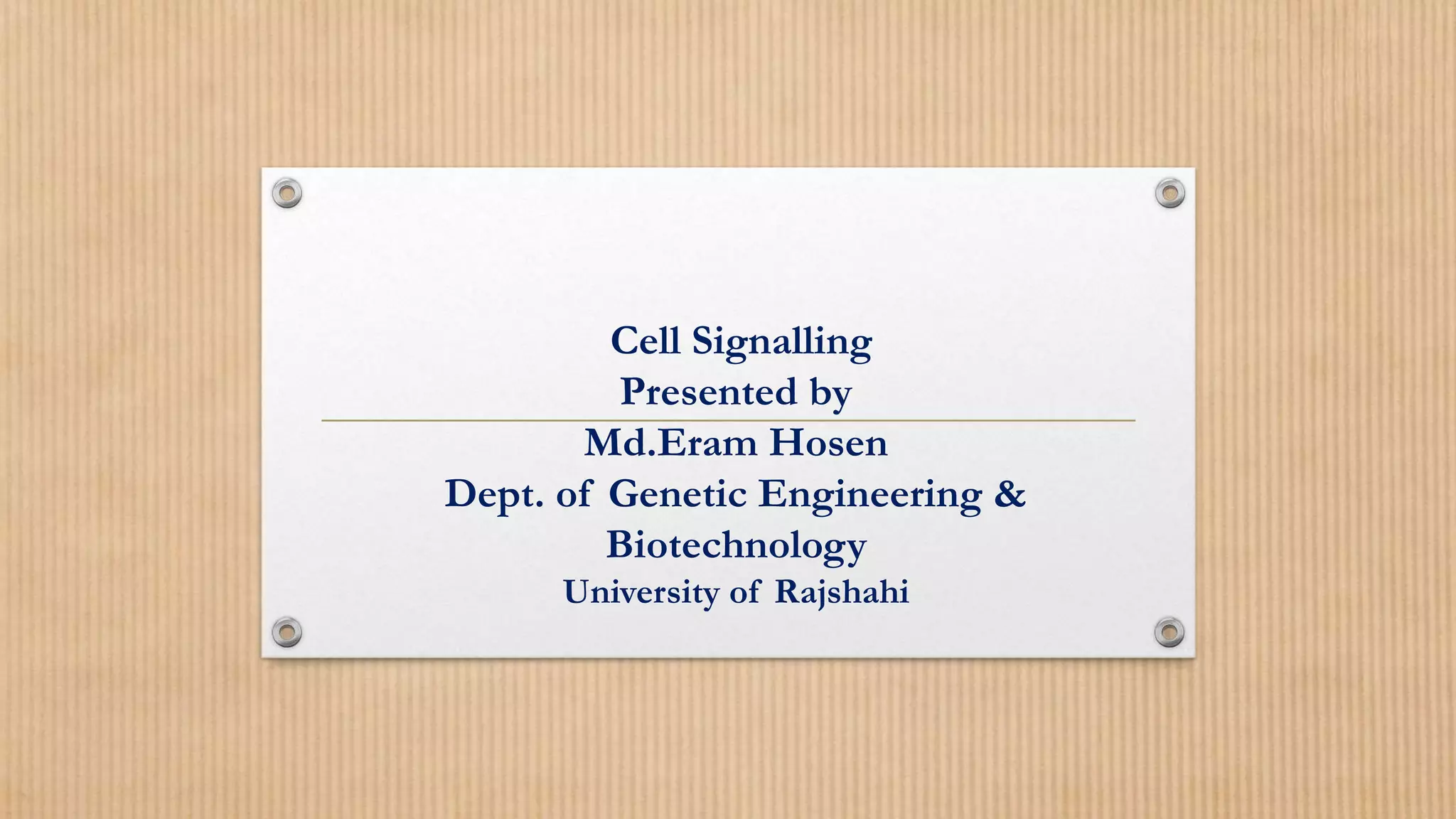 Pathways of intracellular signal transduction | PPTX