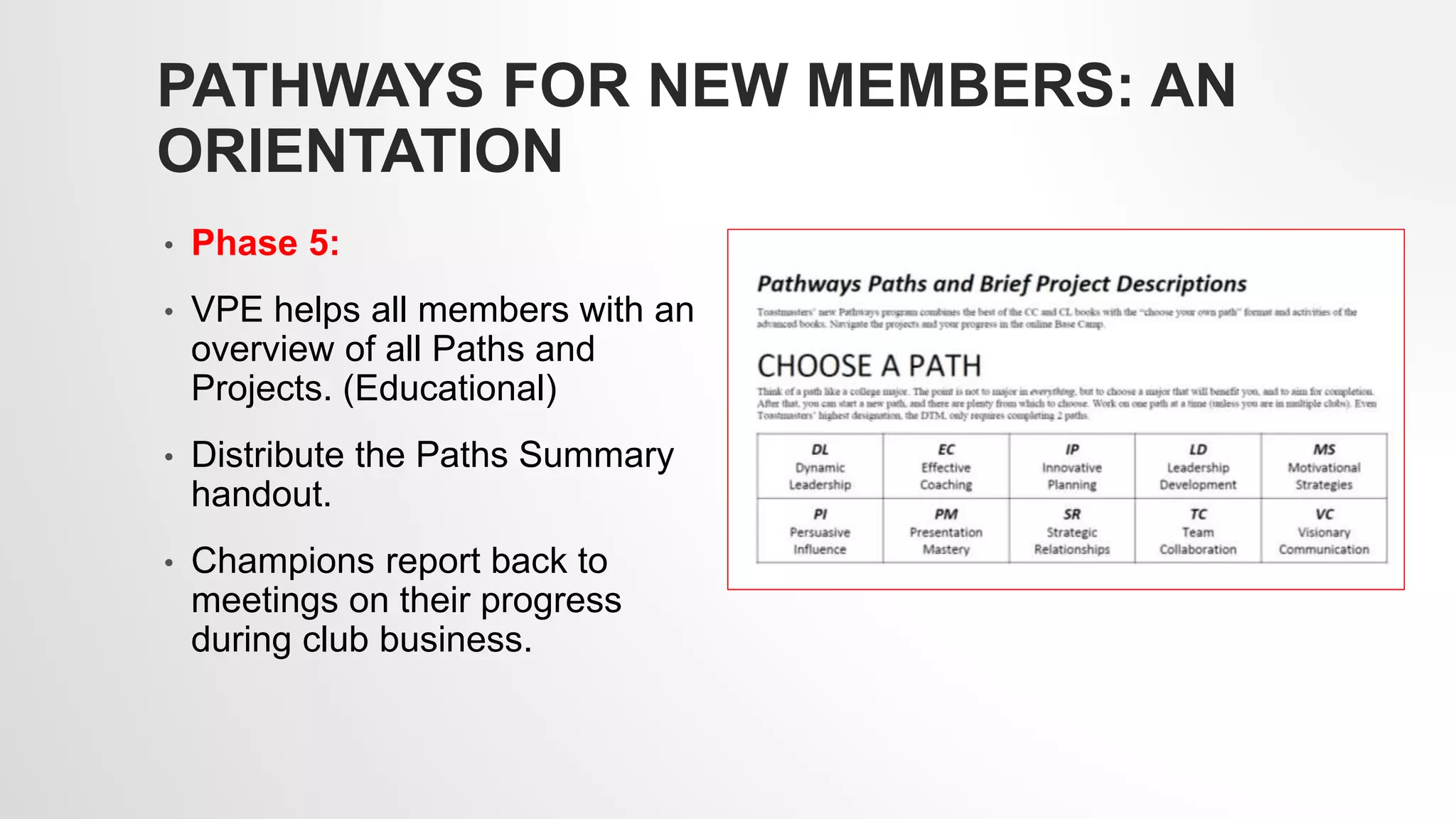 Pathways orientation for new members | PPTX