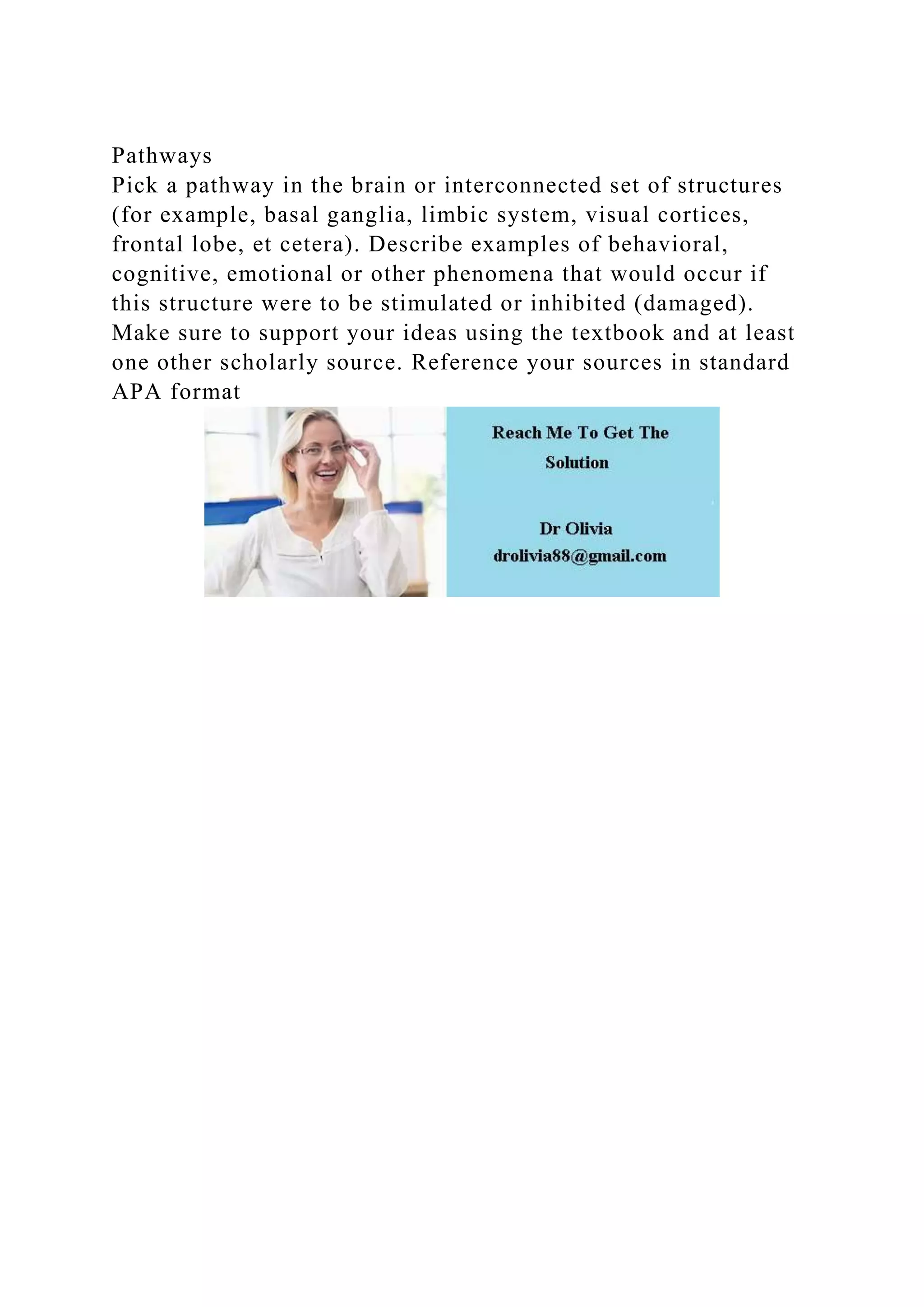 PathwaysPick a pathway in the brain or interconnected set of struc.docx | Brain and Nervous ...
