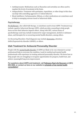 Antisocial Personality Disorder (ASPD) Treatment in Utah | PDF
