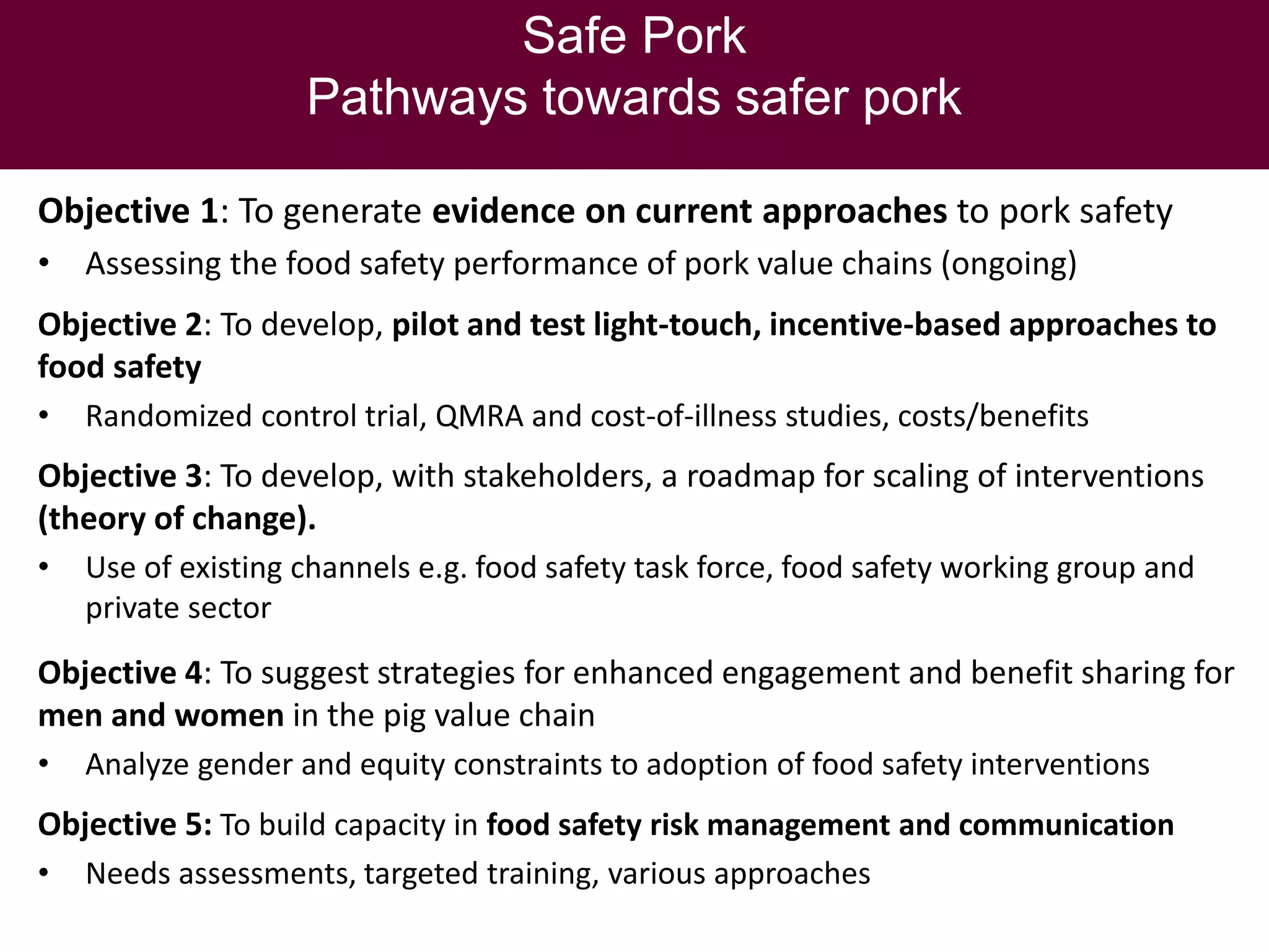 Food safety in the pork value chain and pathways towards safer pork in ...