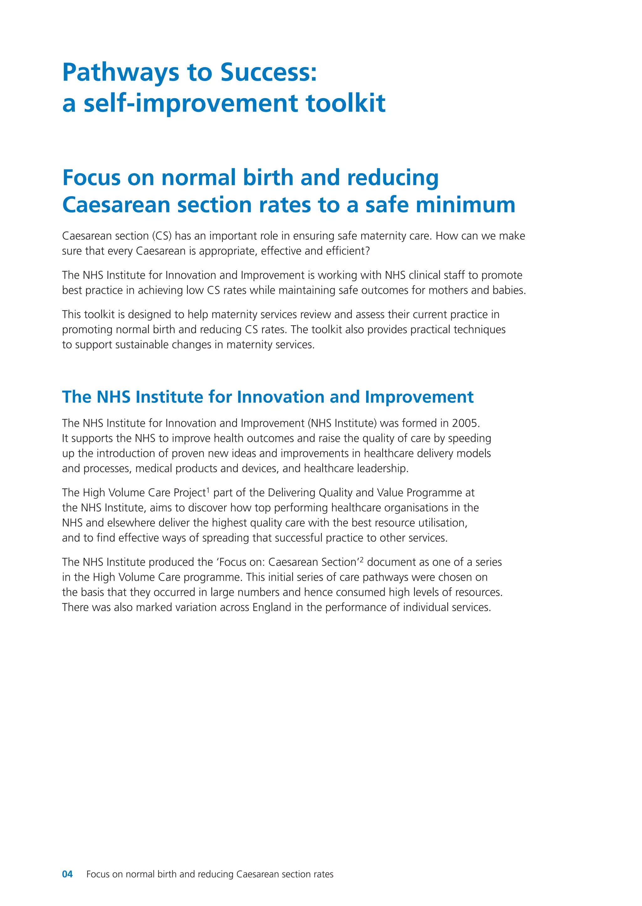 Pathways to success focus on normal birth | PDF