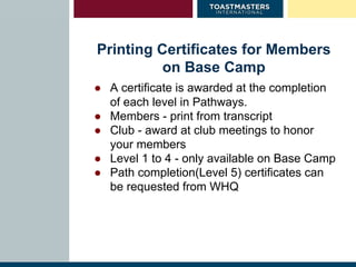 Toastmasters Pathways VSS for BCMs 4 | PPT