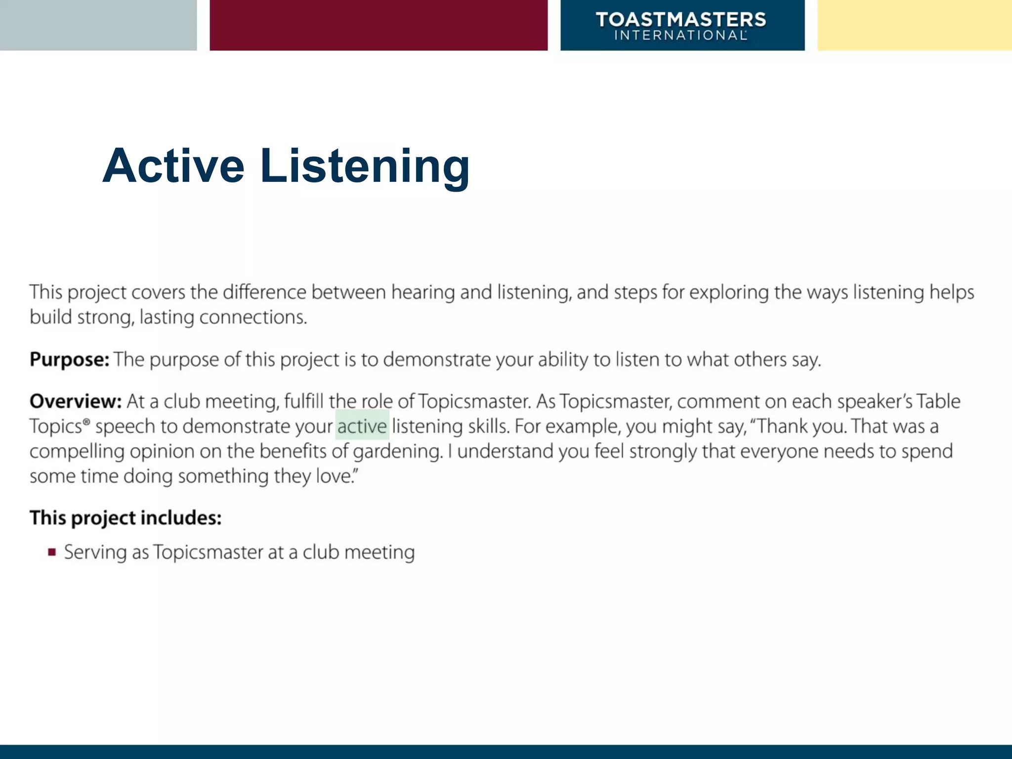 Toastmasters Pathways VSS for BCMs 6 | PDF